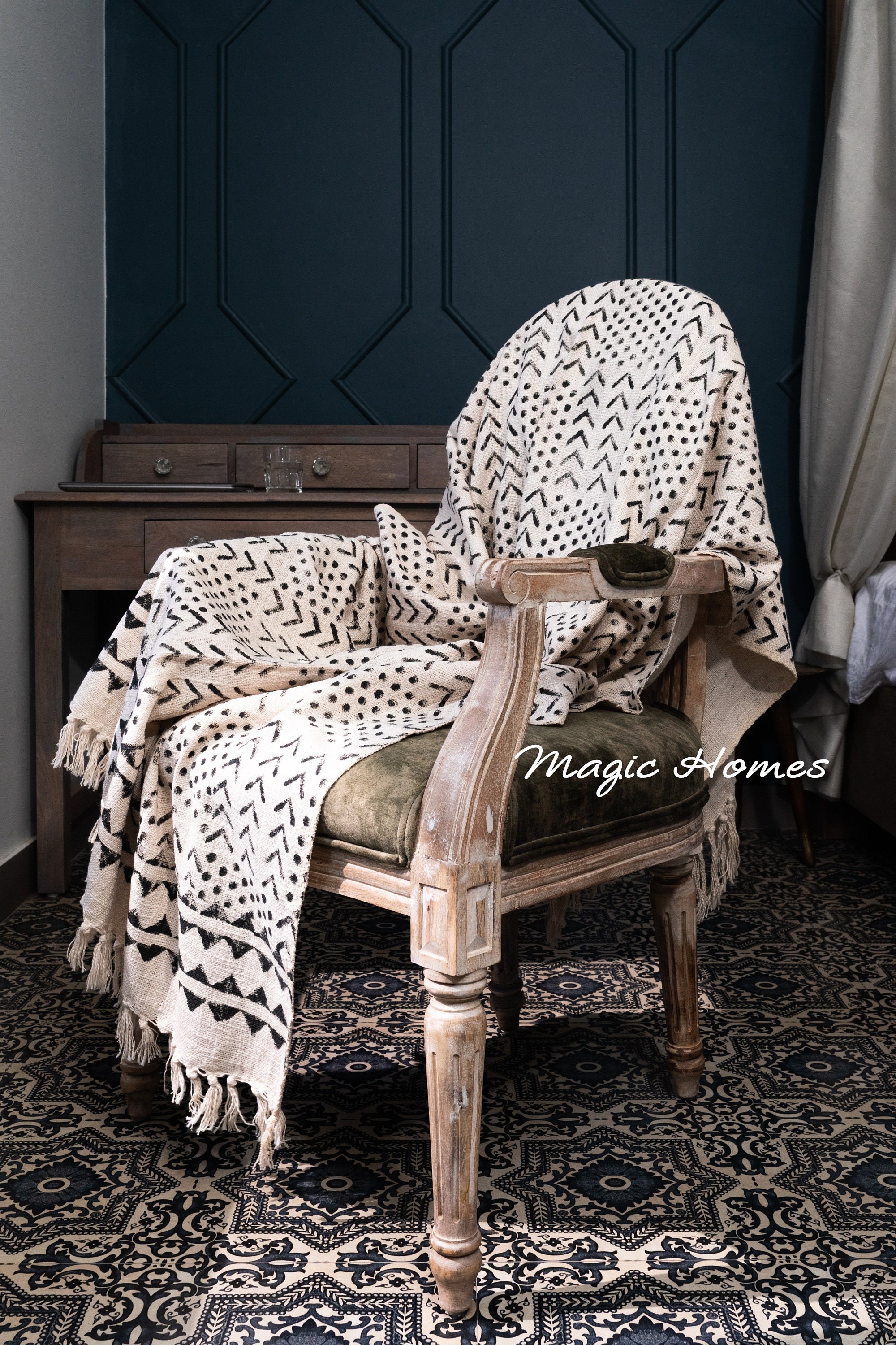 Mud Cloth Cotton Soft & Cozy Tussled Throw Blanket Boho Hand - Etsy