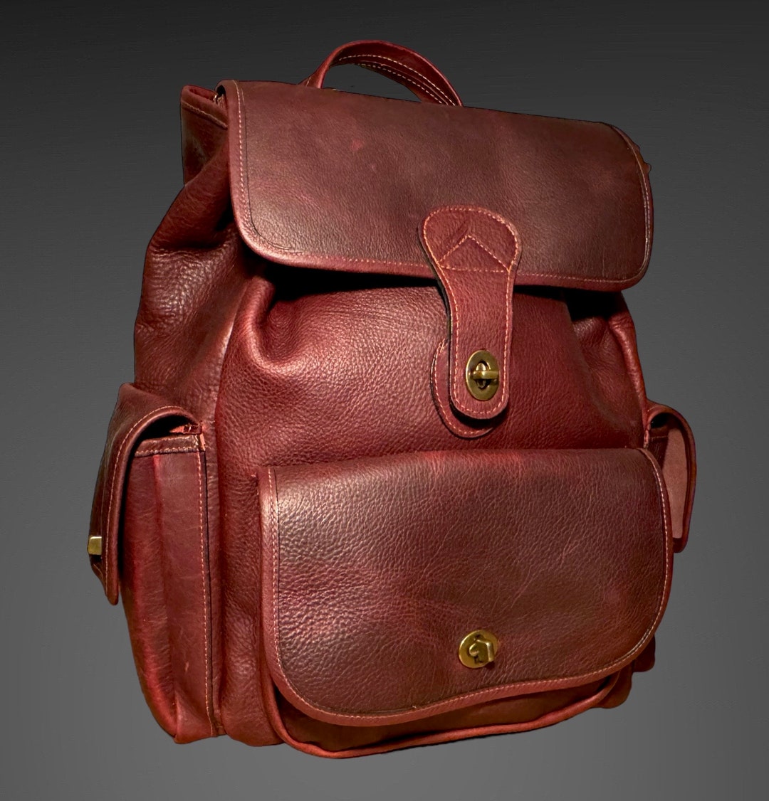 Distressed Pebbled Leather Style Large Three Pocket Backpack - Etsy