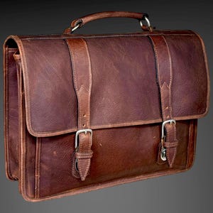 Full Grain Distressed Leather Briefcase Style Double Compartment - Etsy