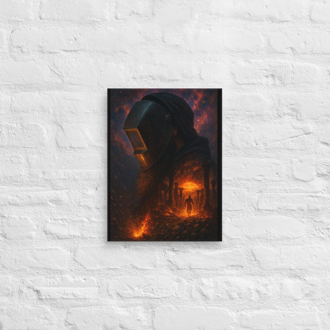 Welder Double Exposure Blue Collar Canvas 12"x16" - Etsy