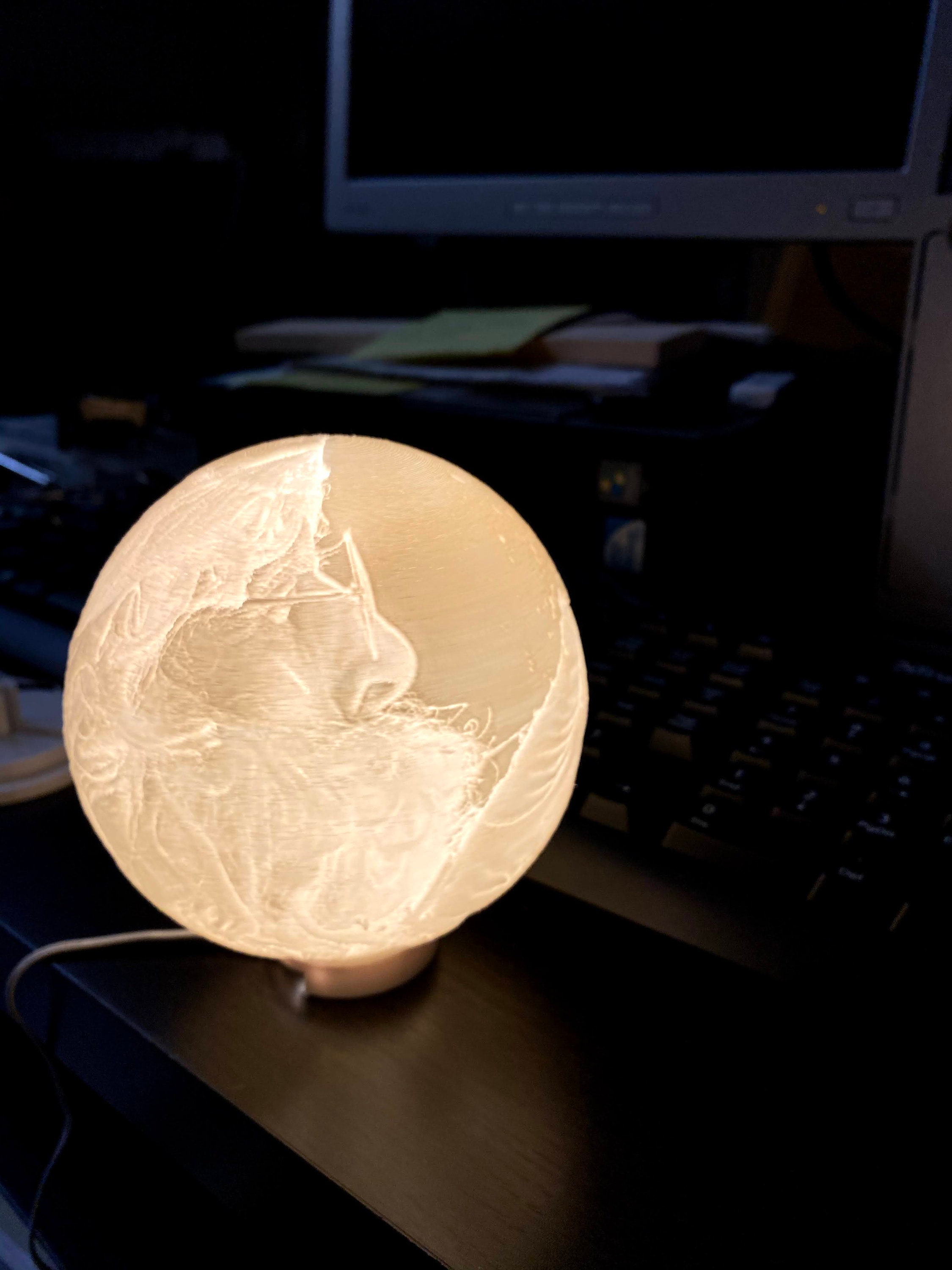 3D Printed Moon Lamp - Etsy
