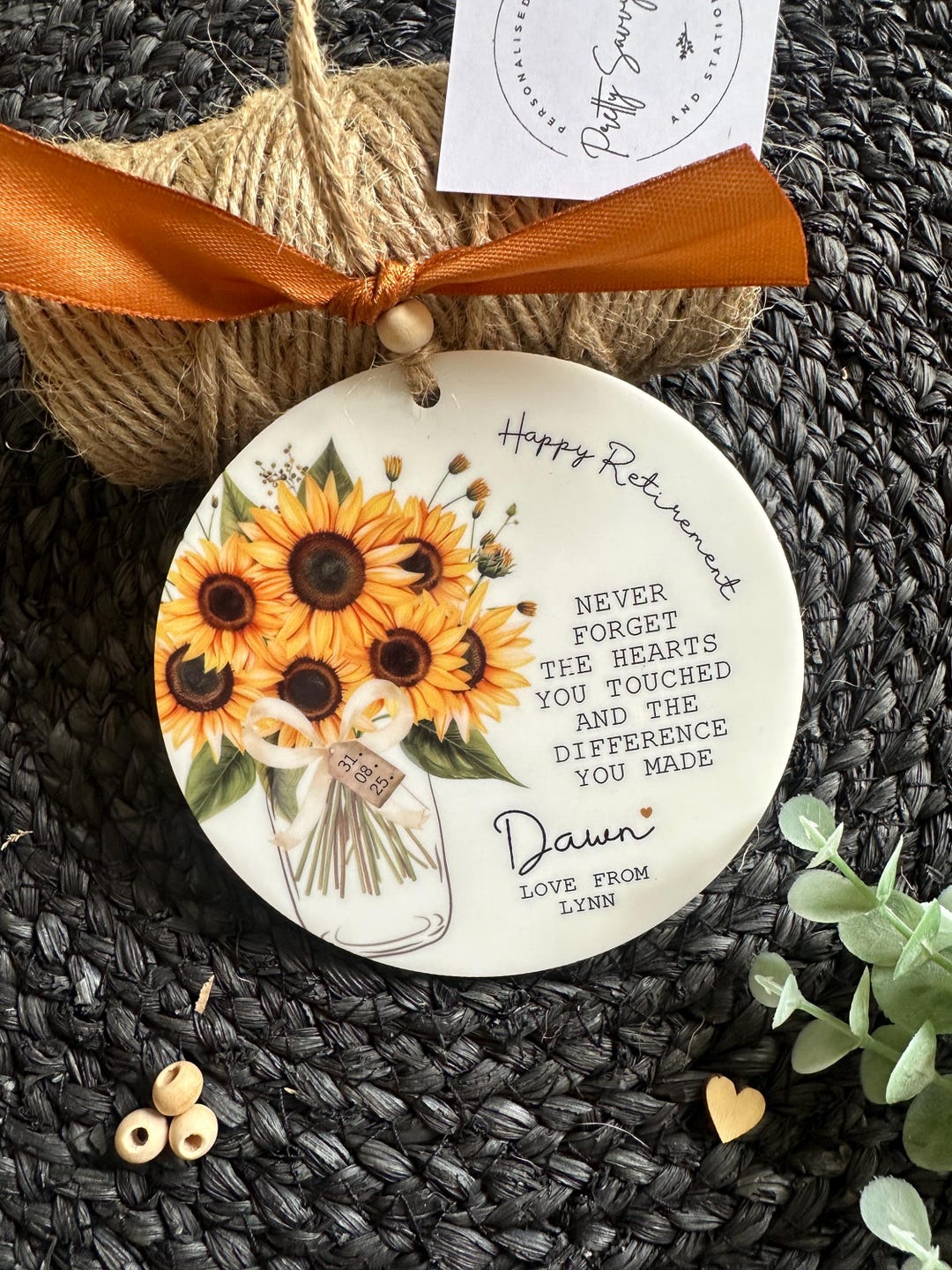 Personalised Retirement Gift for Colleague or Friend, Sunflower ...