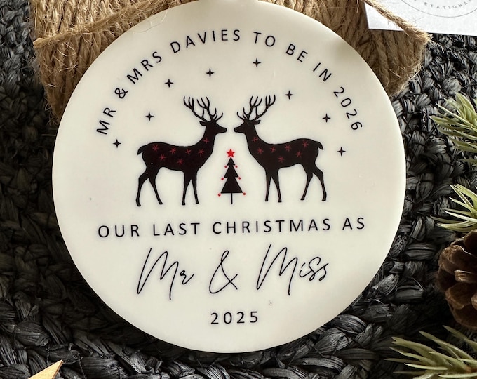 Personalised Last Christmas as Mr and Miss Decoration 2025, Hanging ...