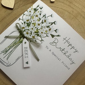 Personalised Happy Birthday Card, Daisy Handmade Card, Birthday Gift ...