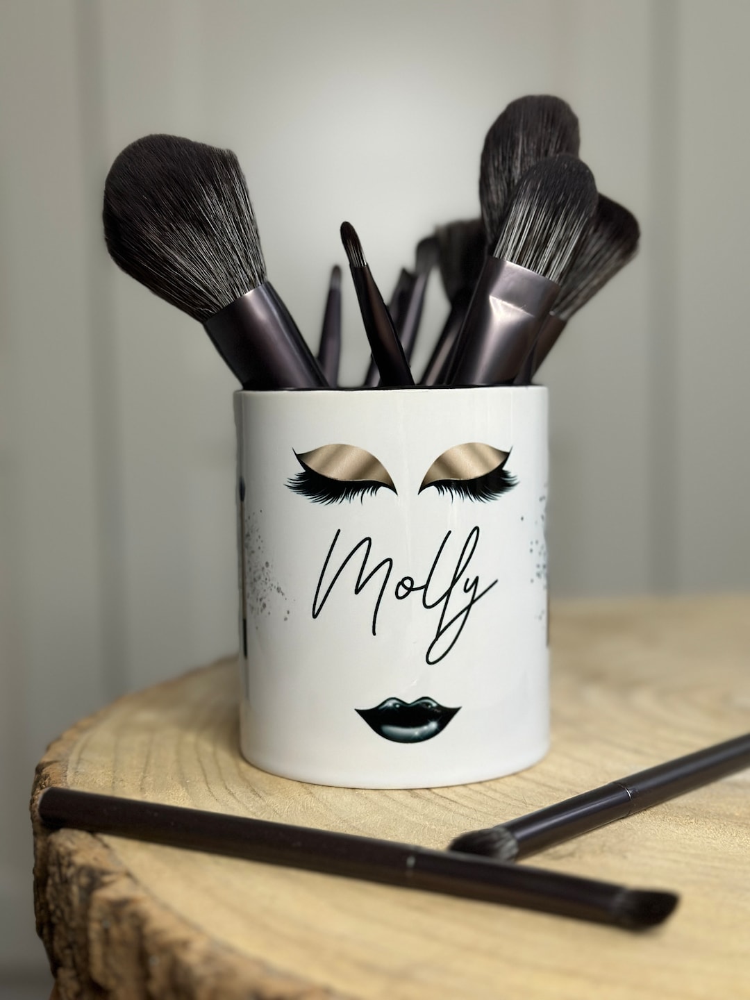 Personalised Make up Brush Pot - Makeup Brushes - Lashes Design ...