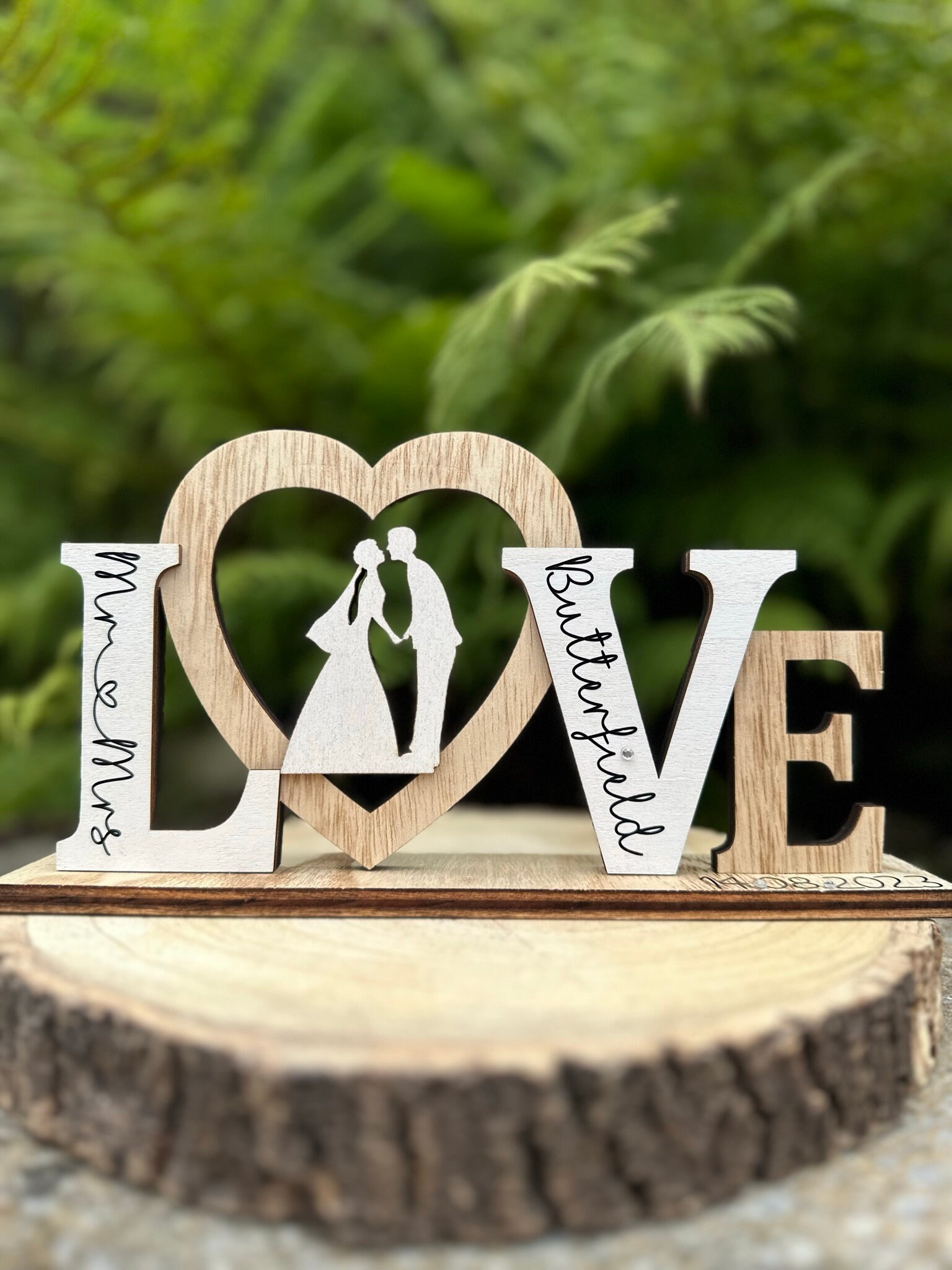 Personalised Wooden Love Sign Natural and White Wooden Sign ...