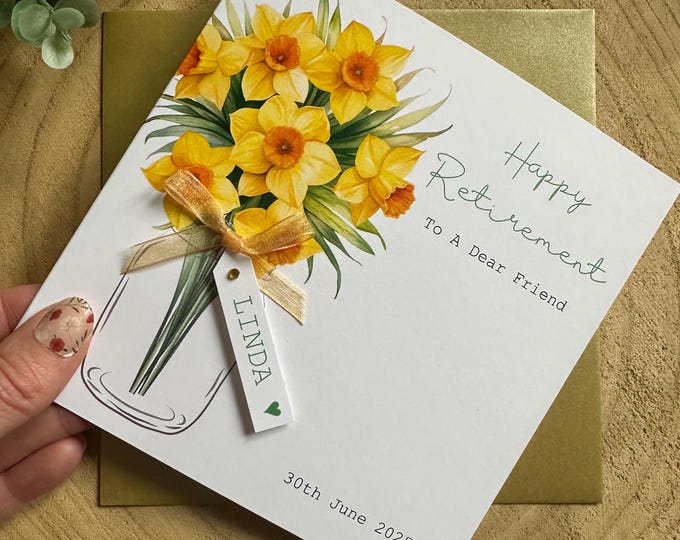 Handmade Personalised Retirement Card, Floral Retirement Window - Etsy UK