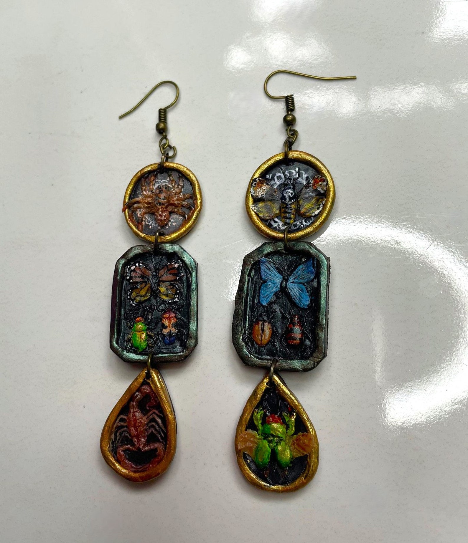 Polymer Clay Earrings // Entomology // Taxidermy Insects // Framed ...