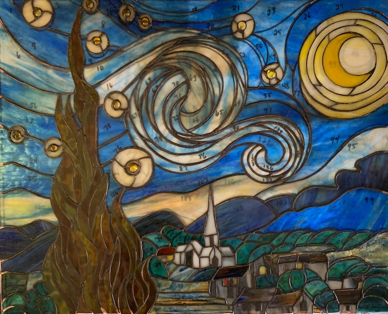 Starry Night, Van Gogh in Stained Glass - Etsy