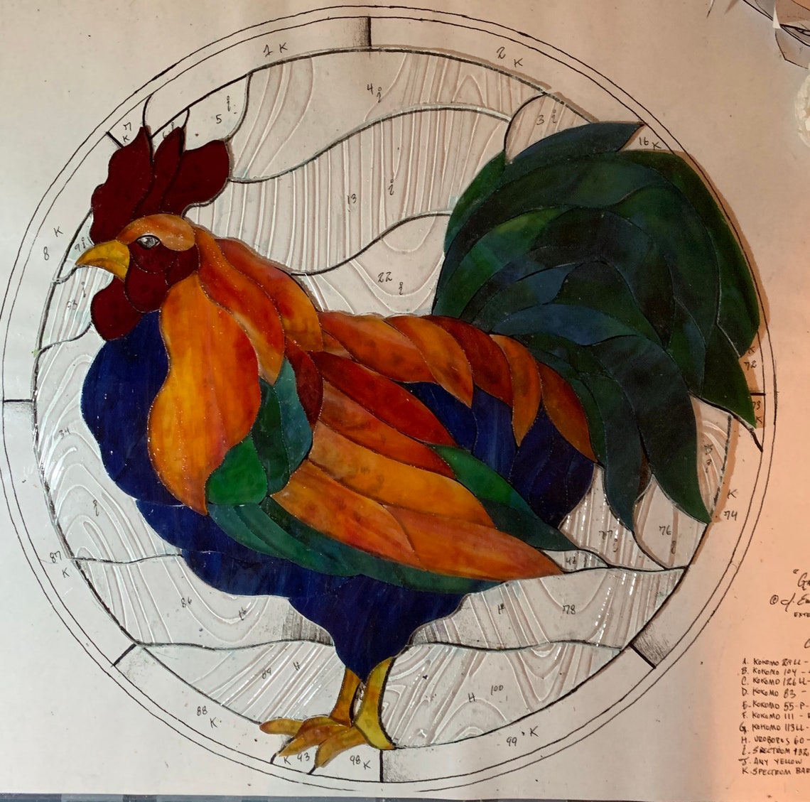 Rooster Stained Glass Window Panel Example - Etsy