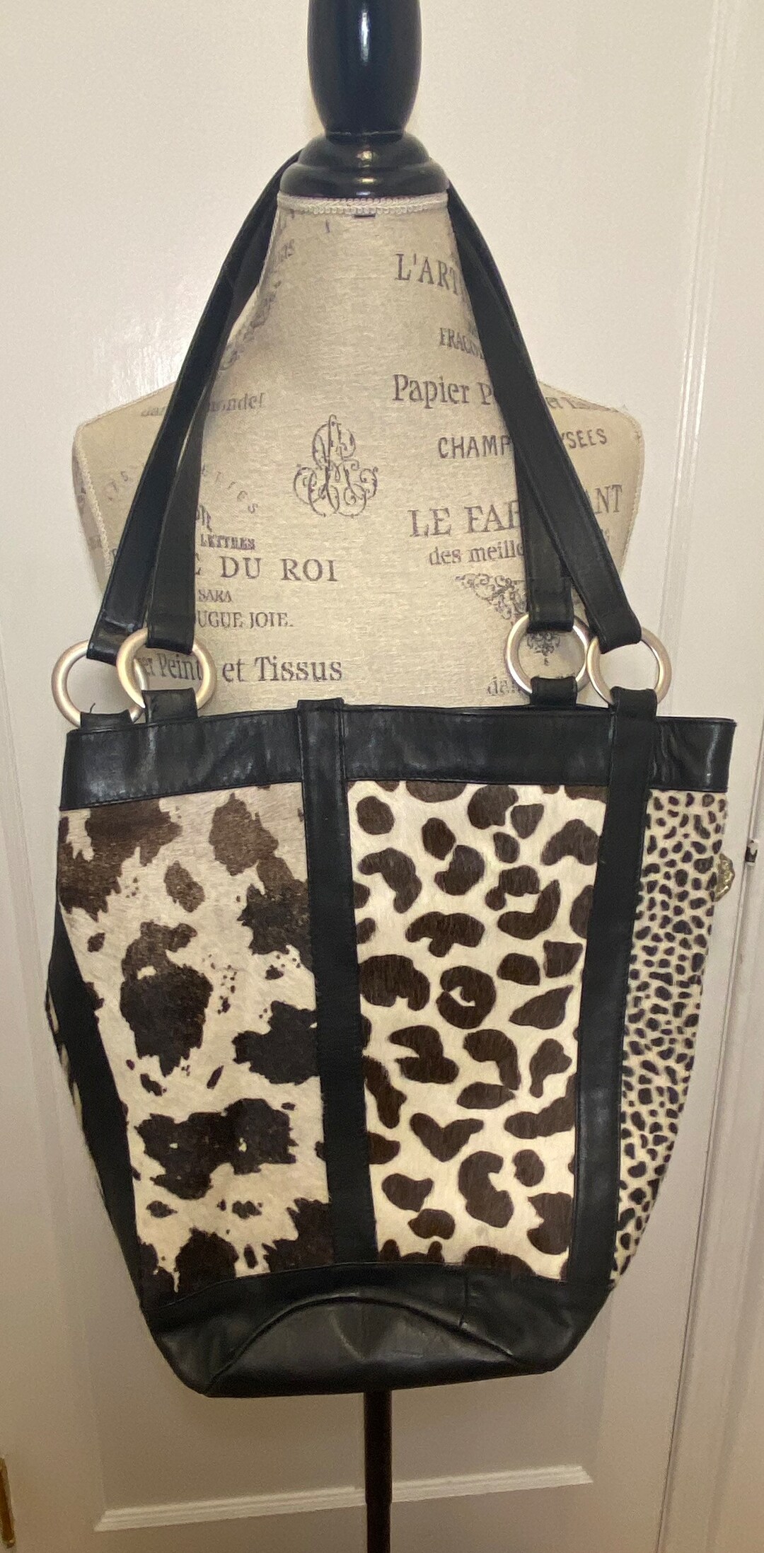 Cache Genuine Leather Animal Print Bucket Bag - Etsy