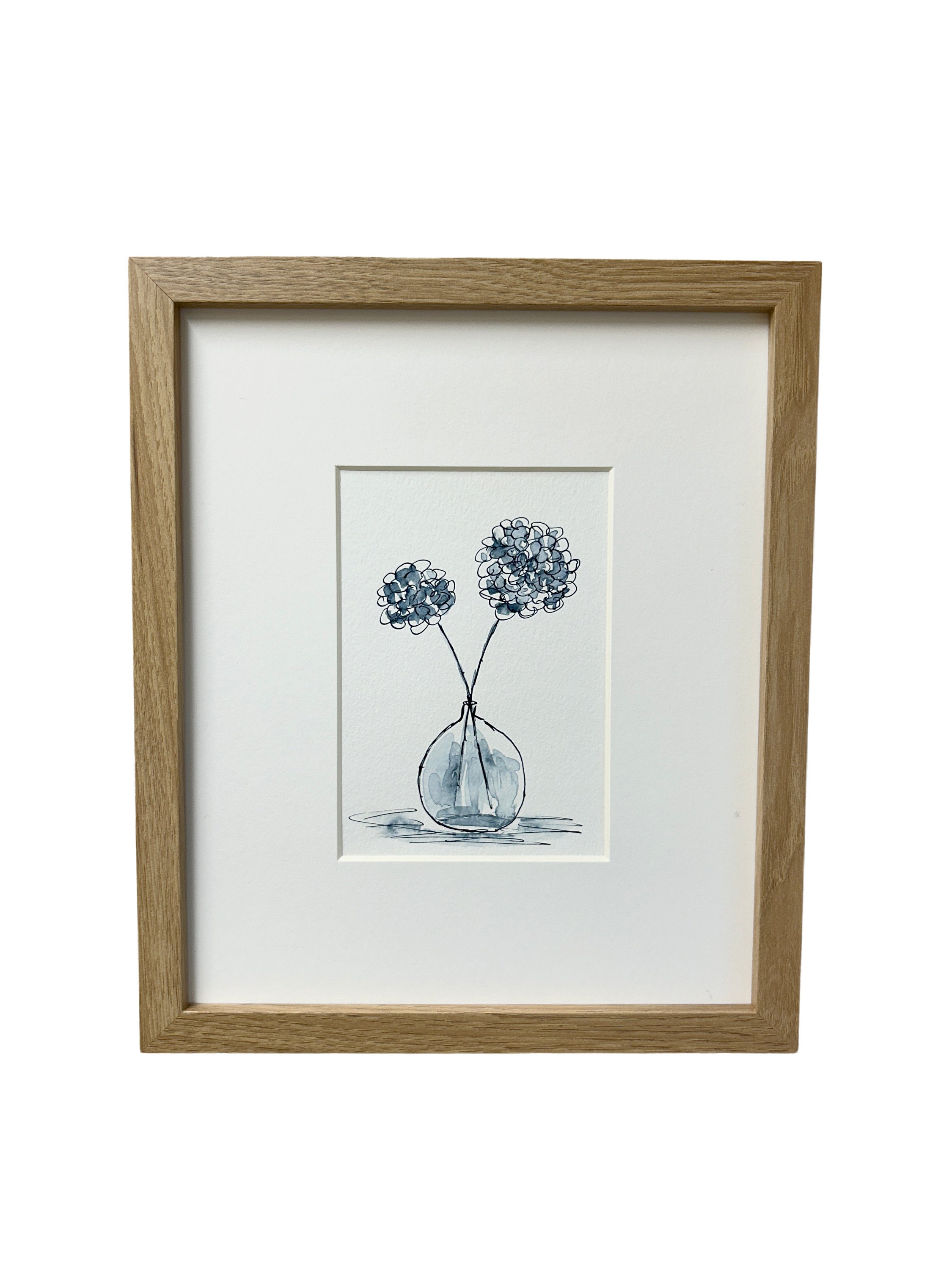 Blue Pen and Ink Indigo Drawing 5 X 7 Wall Art Flowers in Vase - Etsy