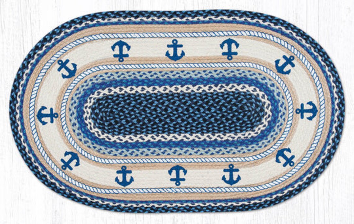Anchor Braided Rug Nautical Entryway Rug Doormat Beach - Etsy
