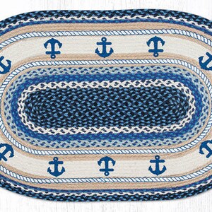 Anchor Braided Rug Nautical Entryway Rug, Doormat Beach House, Cottage ...