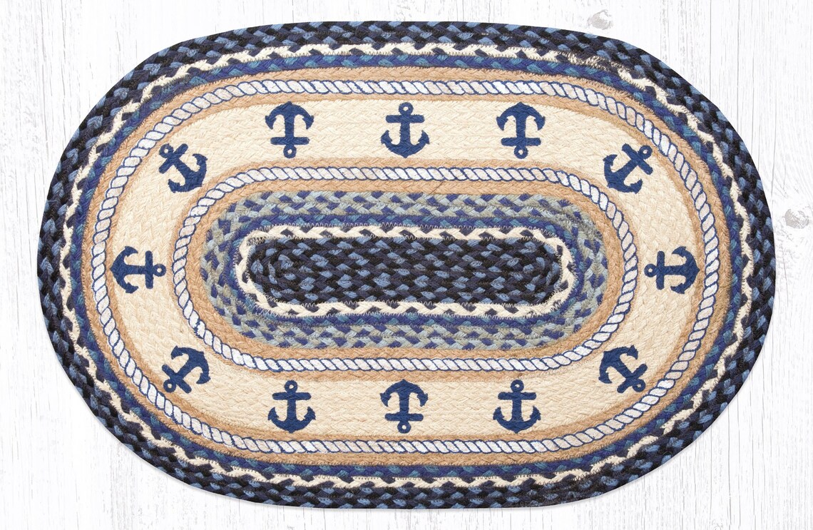 Anchor Braided Rug Nautical Entryway Rug Doormat Beach - Etsy