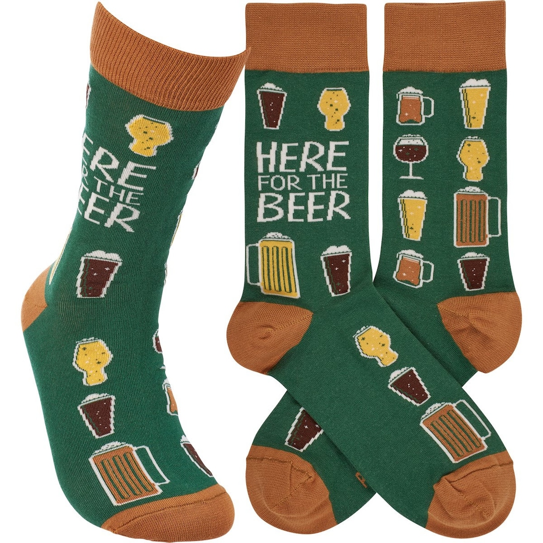 Here for the Beer Socks Fun Dress Socks Drinking Socks - Etsy