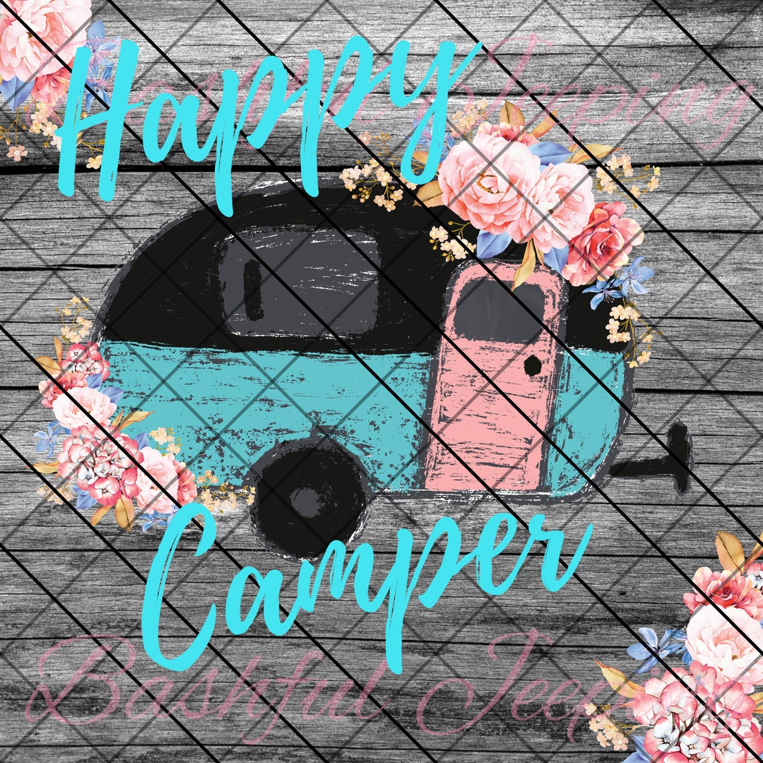 Hand Drawn Happy Camper Digital Print Png, Pdf, Jpg, and Svg - Etsy