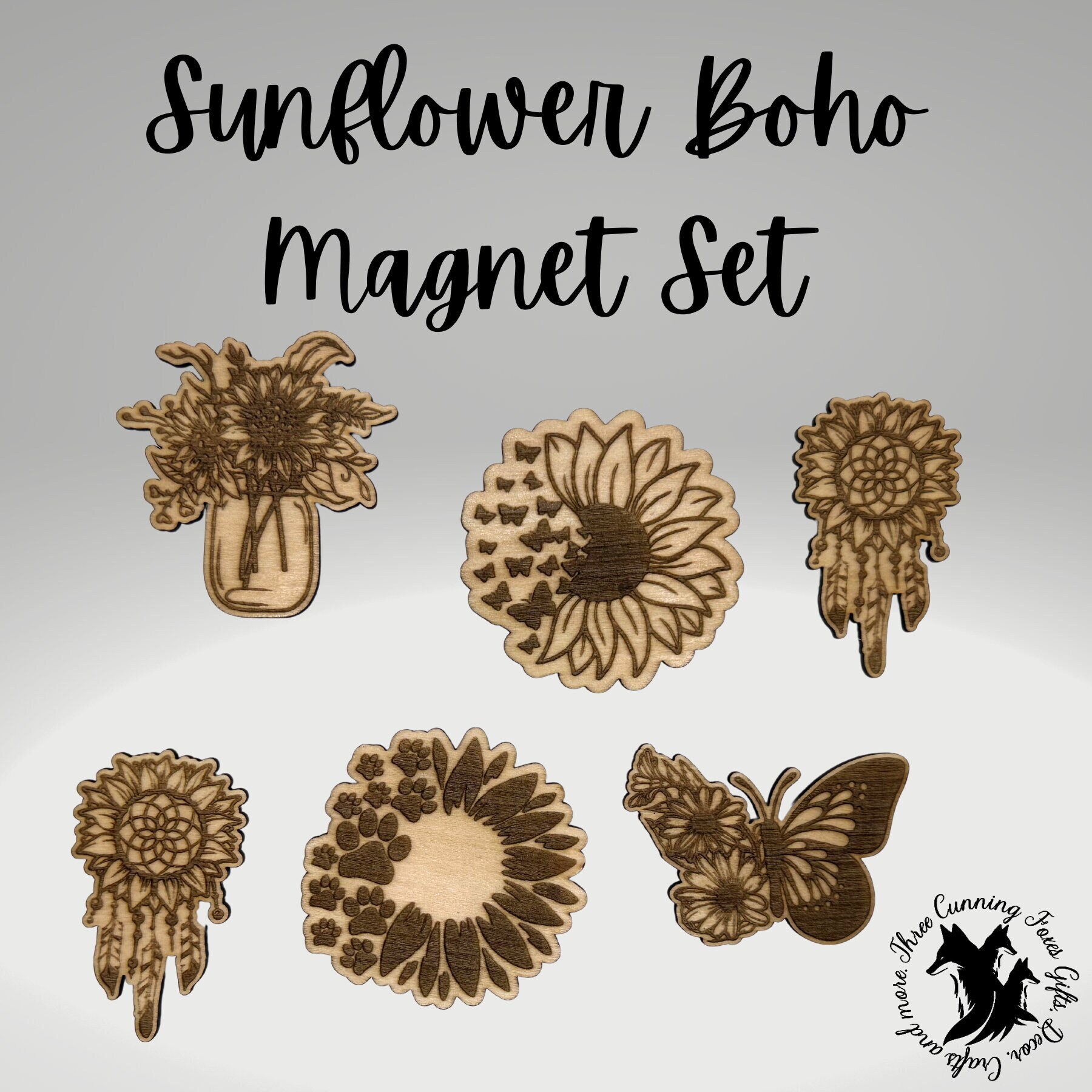 Sunflower Boho Wooden Magnet Set - Etsy