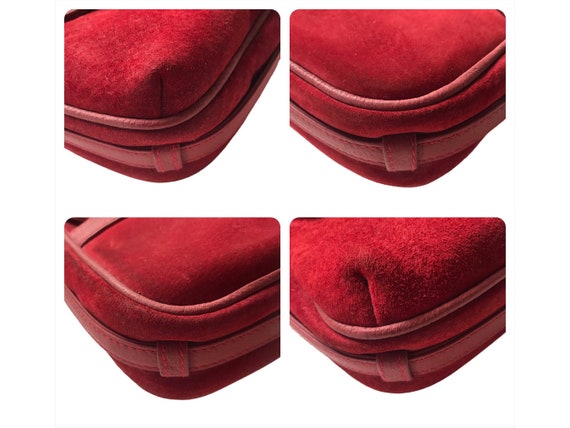 Rare vintage Gucci shoulder bag, red suede Gucci bag - Gem