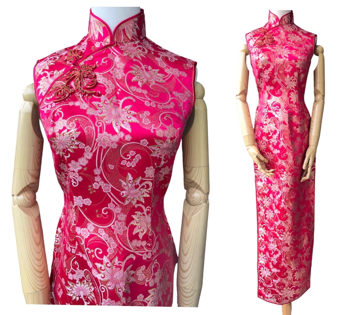 80s Cheongsam Vintage Chinese Dress Long Traditional Chinese Dress ...
