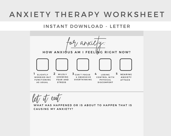 Anxiety Therapy Worksheet Mental Health Depression Anxiety - Etsy