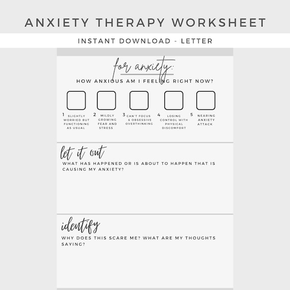 Anxiety Therapy Worksheet Mental Health Depression Anxiety - Etsy
