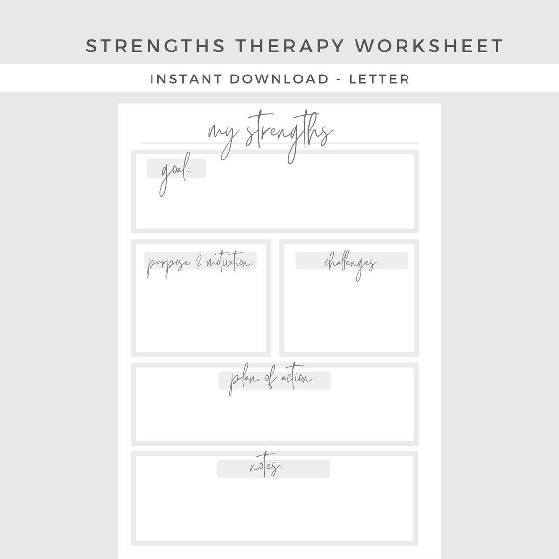 Strengths Therapy Worksheet, Mental Health, Depression, Anxiety ...