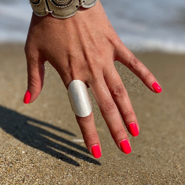 Long Silver Ring - Etsy