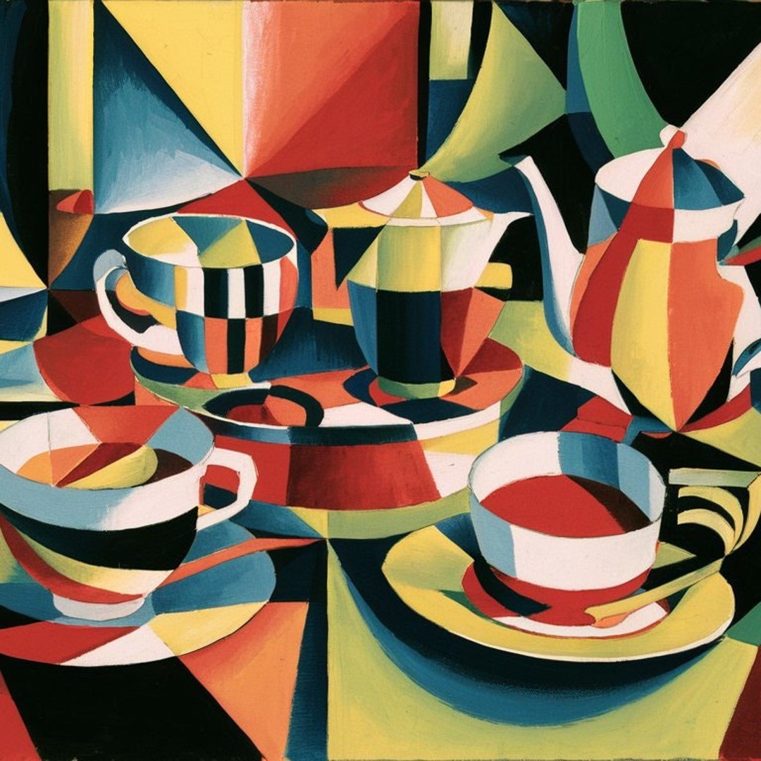 Cubism Style Tea Poster for Home Decor, Cafe, Tea House, House Warming ...