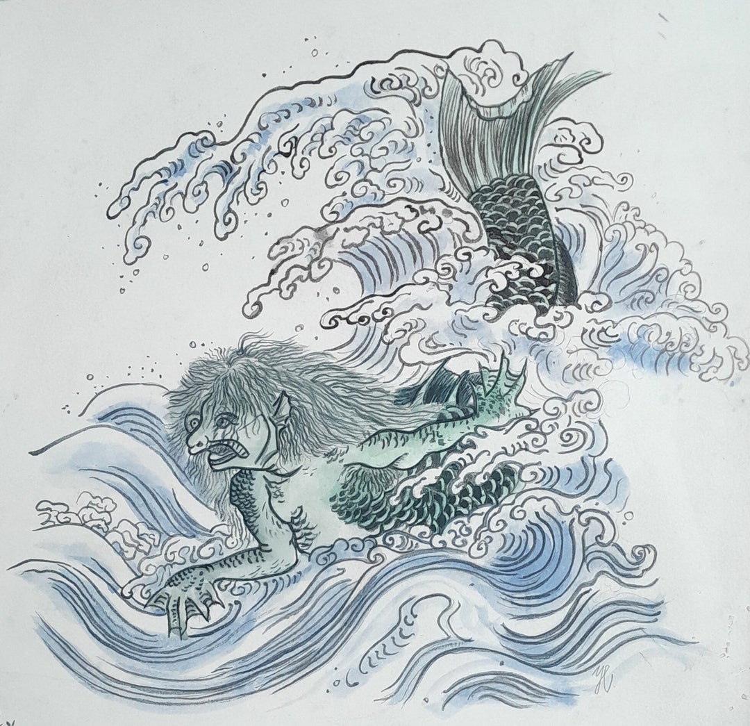 Ningyo Serenade: Japanese Folklore Inspired Mermaid Watercolor - Etsy