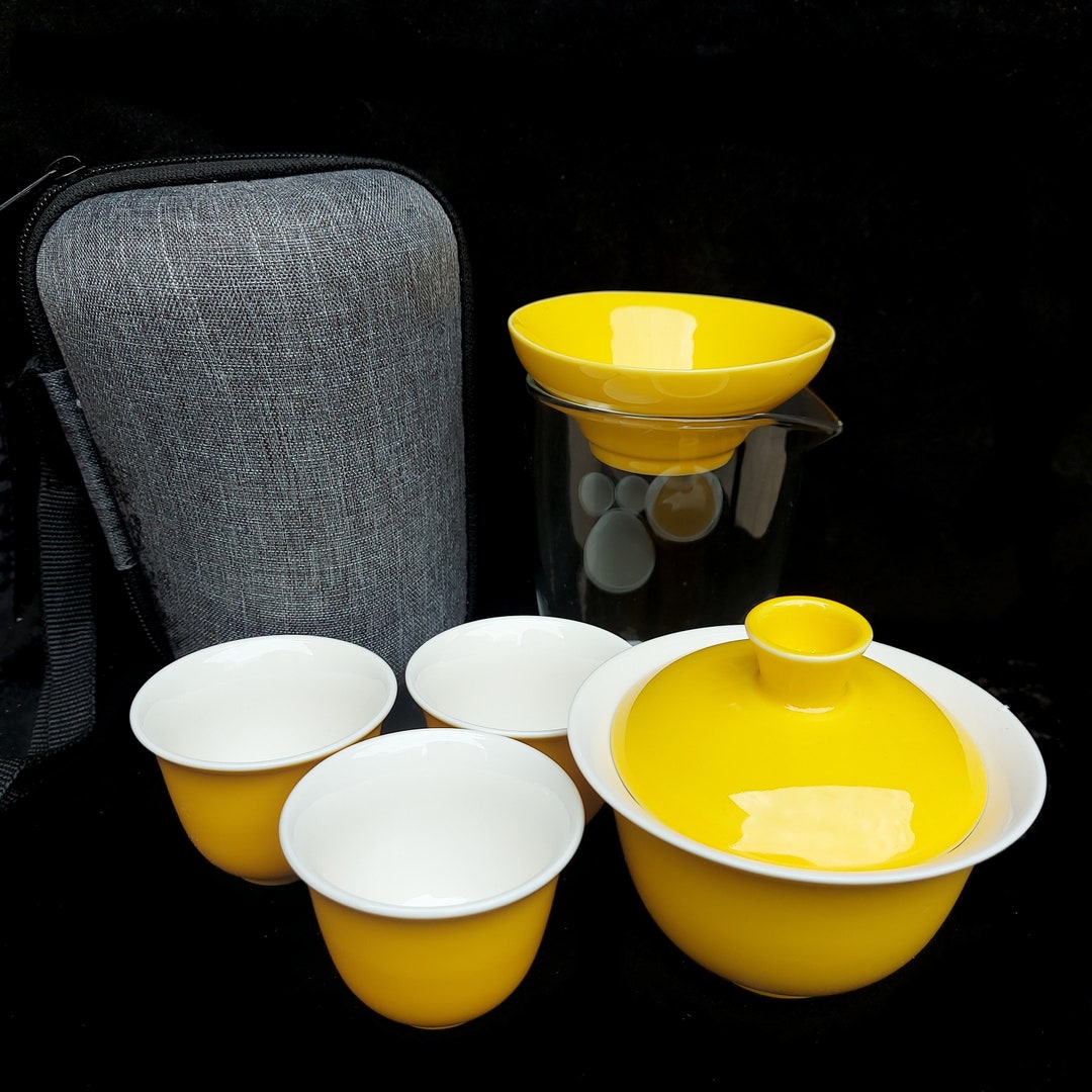 Yellow Porcelain Gaiwan Tea Set - Etsy