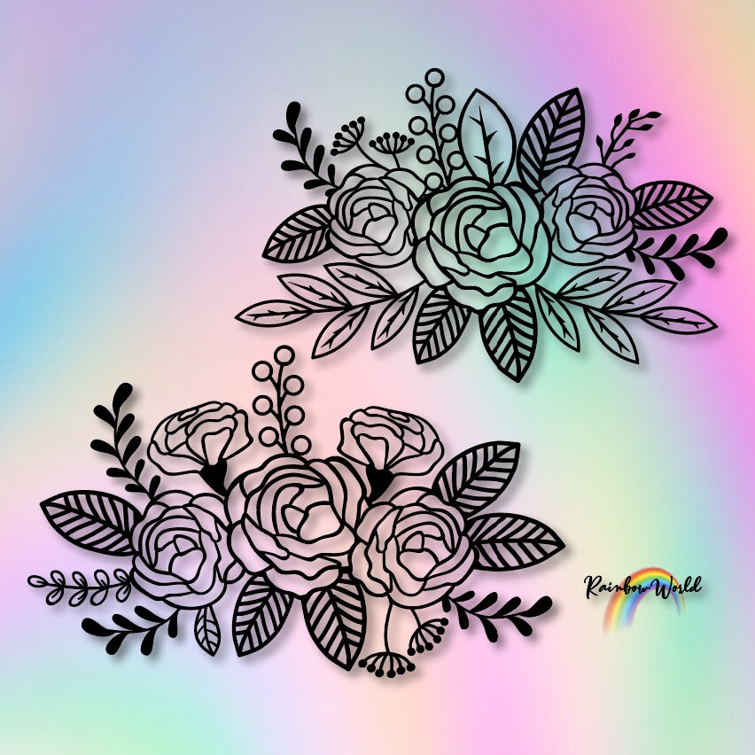 Rose svg/dxf/png/pdf/eps/jpg/ai files roses silhouette rose | Etsy