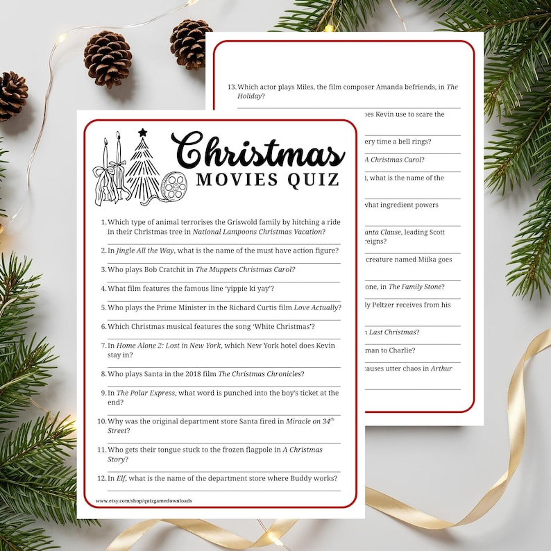 Christmas Movie Quiz Downloadable Game Pub Family Quiz - Etsy