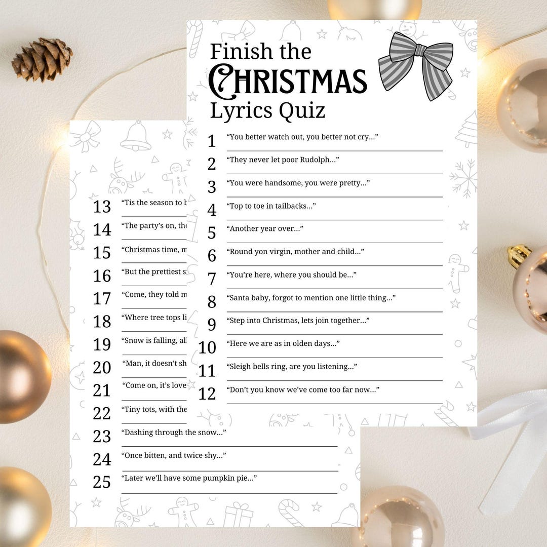 Christmas Quiz Guess the Song Lyrics, Music Round, Downloadable ...