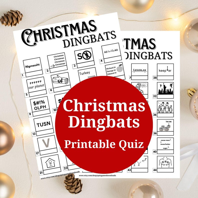 Christmas Party Quiz Dingbats Printable Downloadable Xmas Puzzle Photo ...