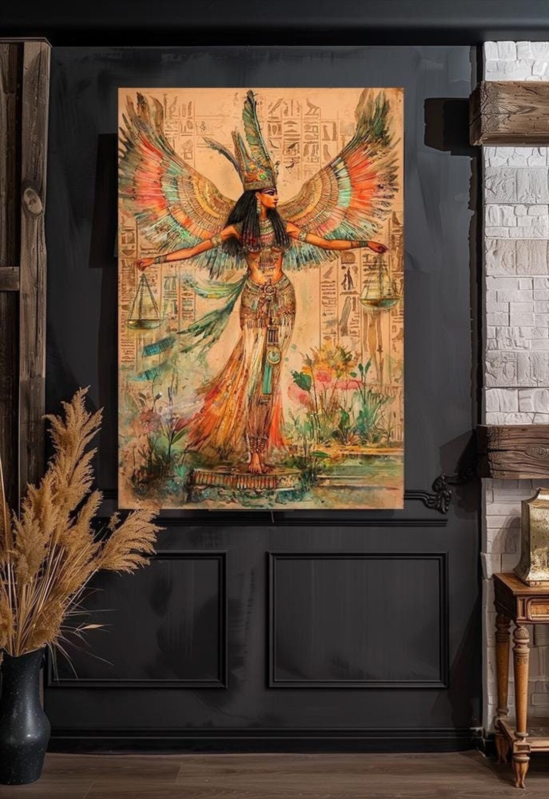 Egyptian Goddess Maat, Harmony, Justice and Truth, Egyptian Pantheon, Mythology, Watercolor Art ...