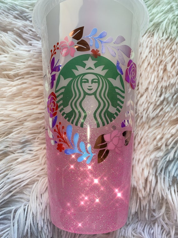 Flower & Glitter Cold Cup - Etsy