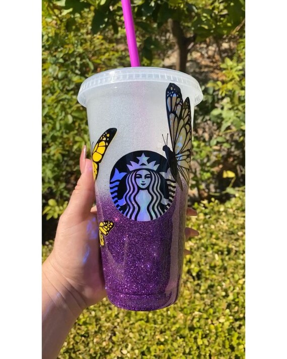 Glitter Butterfly Cold Cup - Etsy