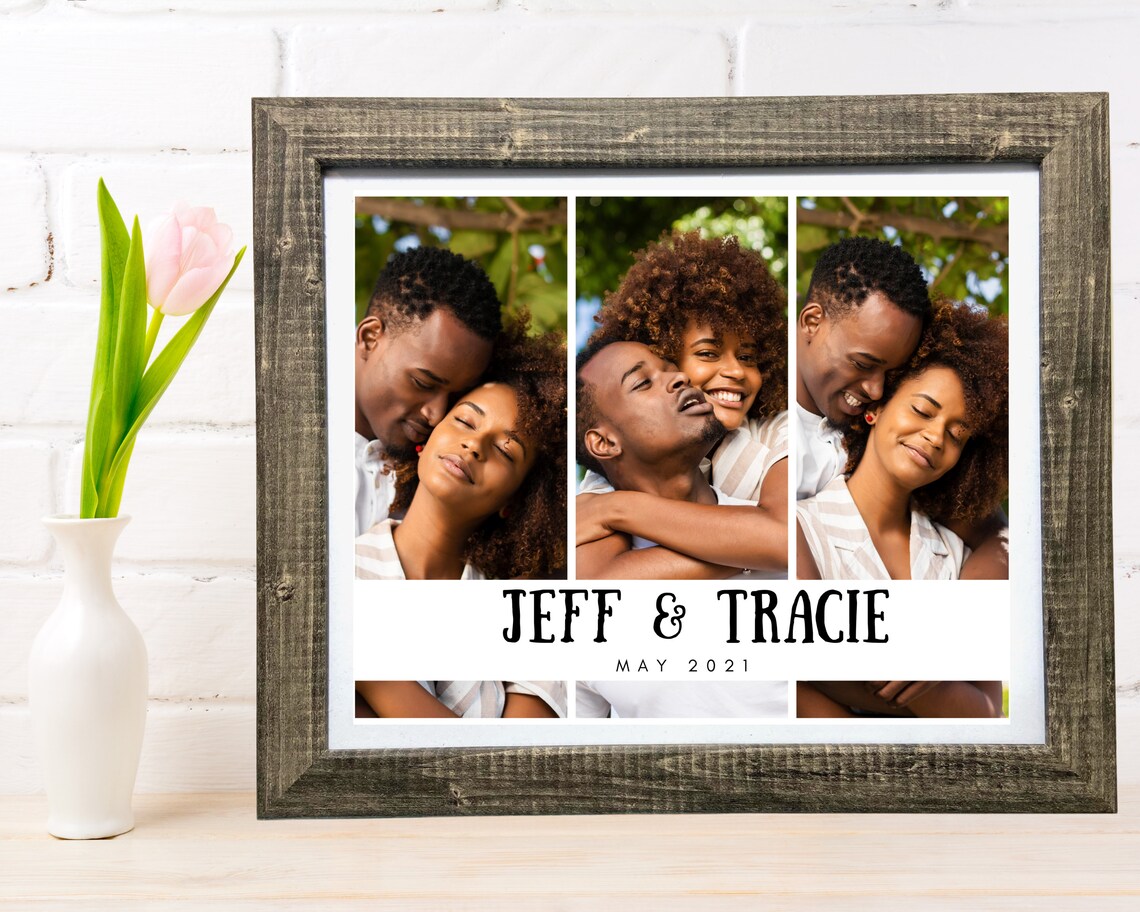 Custom photo collage with frame. Personalized gift for couple. | Etsy