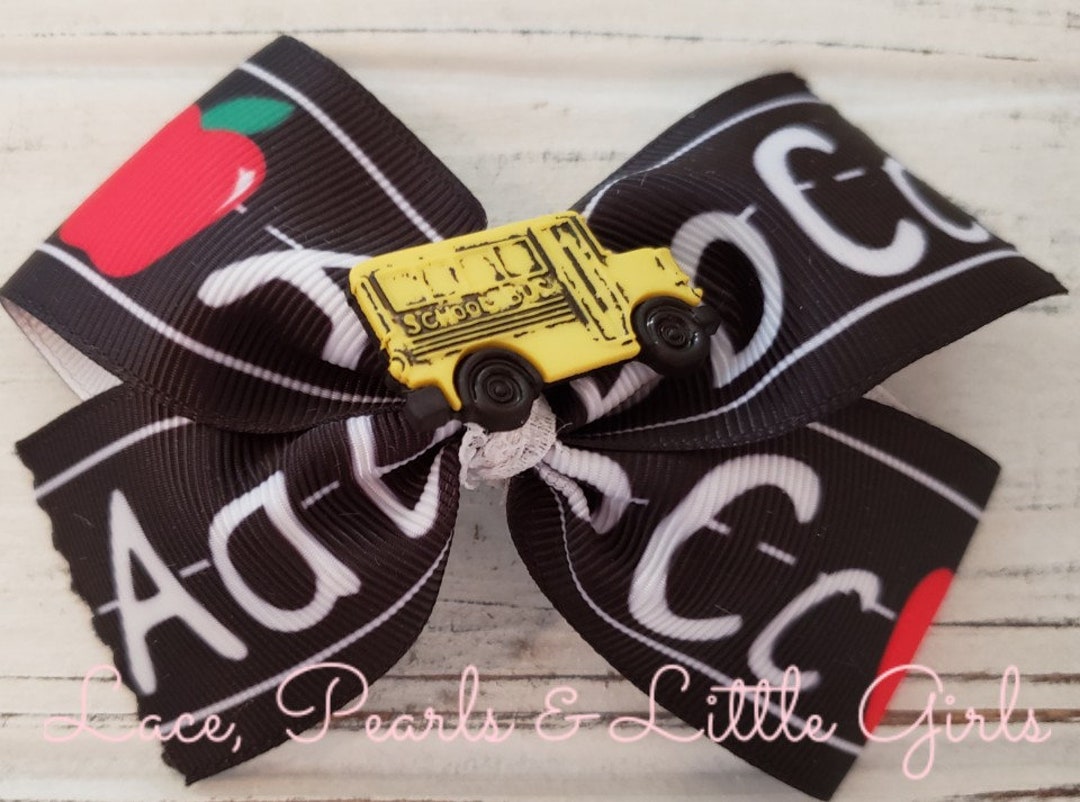 School Bows | ABC Lace Bow With Vintage Bus - Etsy