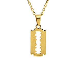 Gold Razor Blade Pendant Necklace in Stainless Steel - Etsy