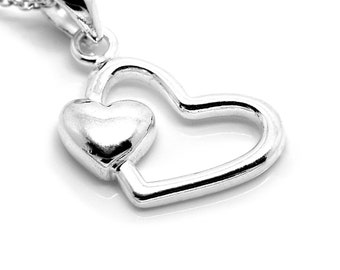 Sideways Heart Necklace-sterling Silver - Etsy