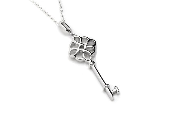Sterling Silver Skeleton Key Pendant Necklace | Etsy