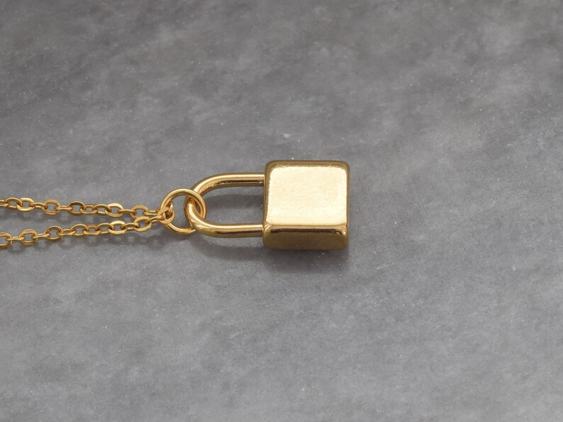 Gold Padlock Necklace Golden Lock Pendant in Stainless Steel - Etsy