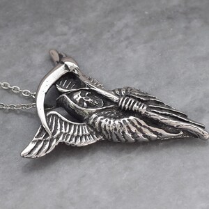 2" Grim Reaper Necklace in Stainless Steel on 24" Chain, Angel of Death ...