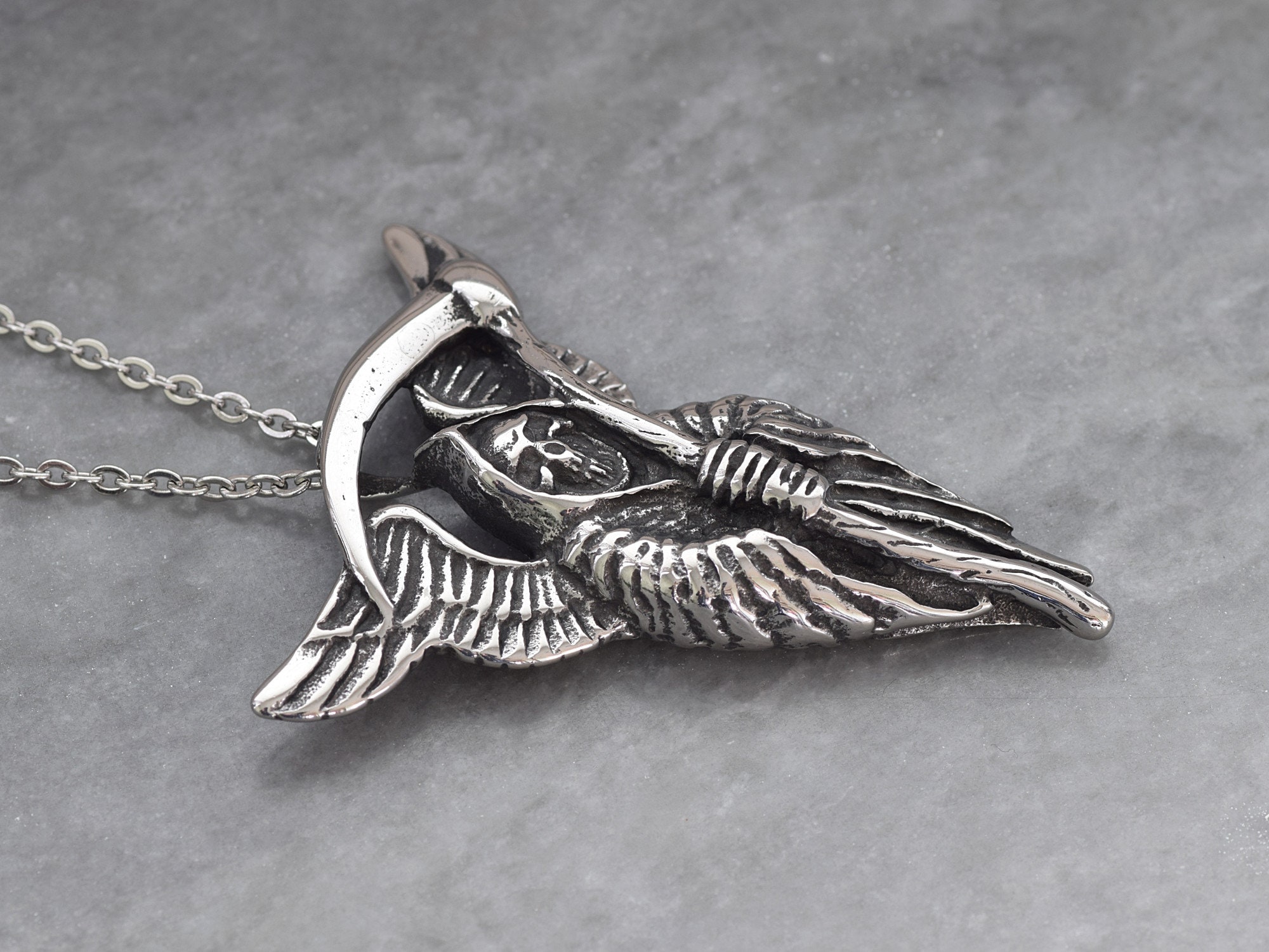 2 Grim Reaper Necklace in Stainless Steel on 24 - Etsy