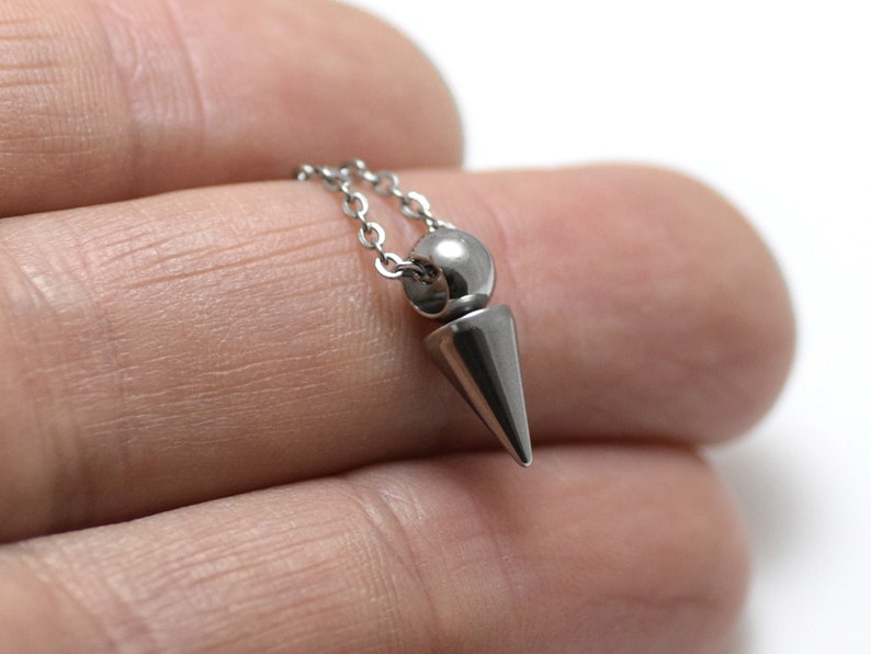 Spike Charm Necklace in Stainless Steel, Punk Pendant, Rock Jewelry - Etsy