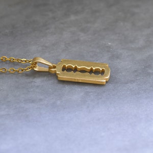 Gold Razor Blade Pendant Necklace in Stainless Steel - Etsy