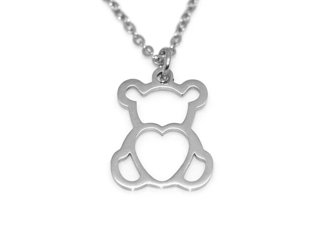 Teddy Bear Pendant Necklace, Stainless Steel Toy Charm, Animal Jewelry ...