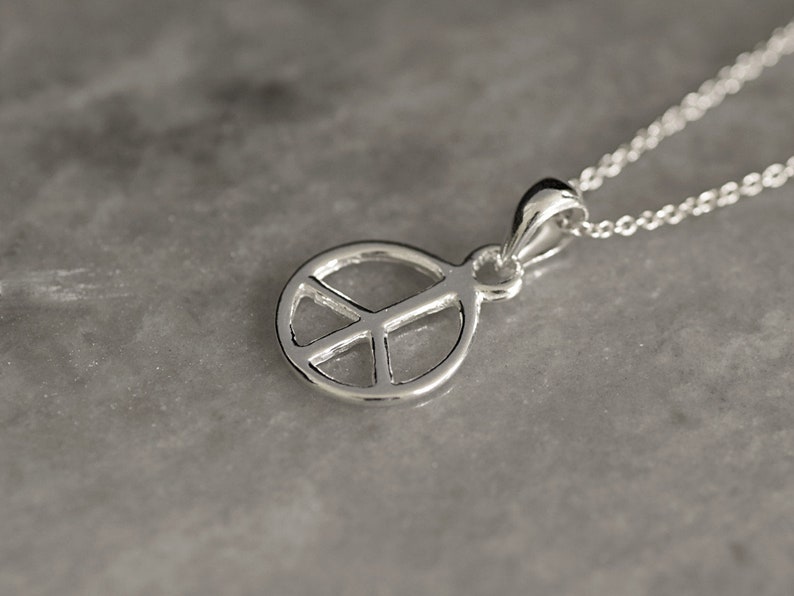 Peace Sign Charm Necklace 925 Sterling Silver Pendant | Etsy